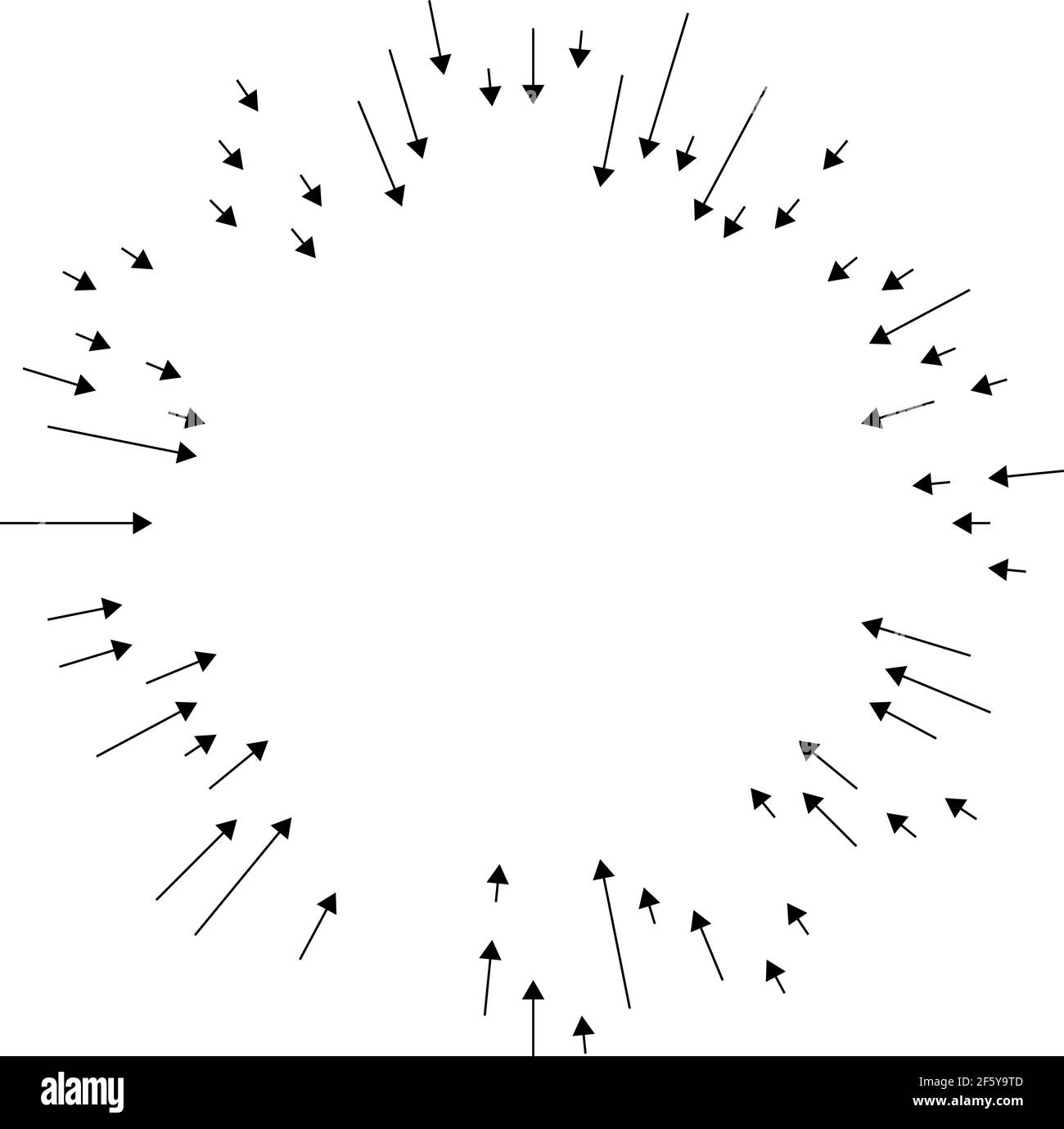 Arrows pointing inward for pressure, collect, shrink or deflate ...