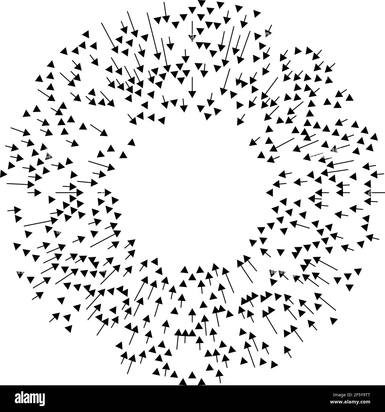 Arrows pointing inward for pressure, collect, shrink or deflate ...