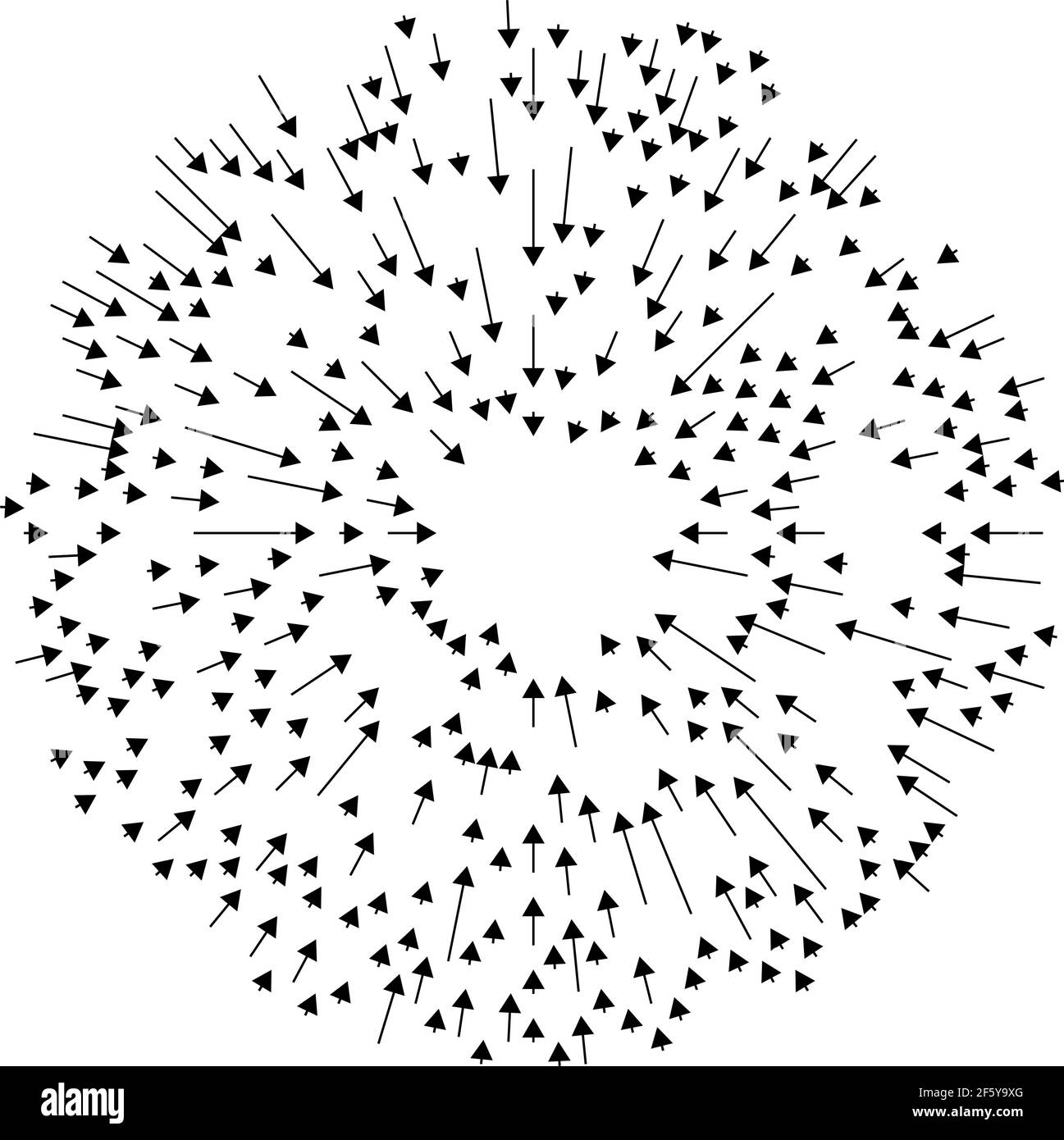 Arrows pointing inward for pressure, collect, shrink or deflate ...