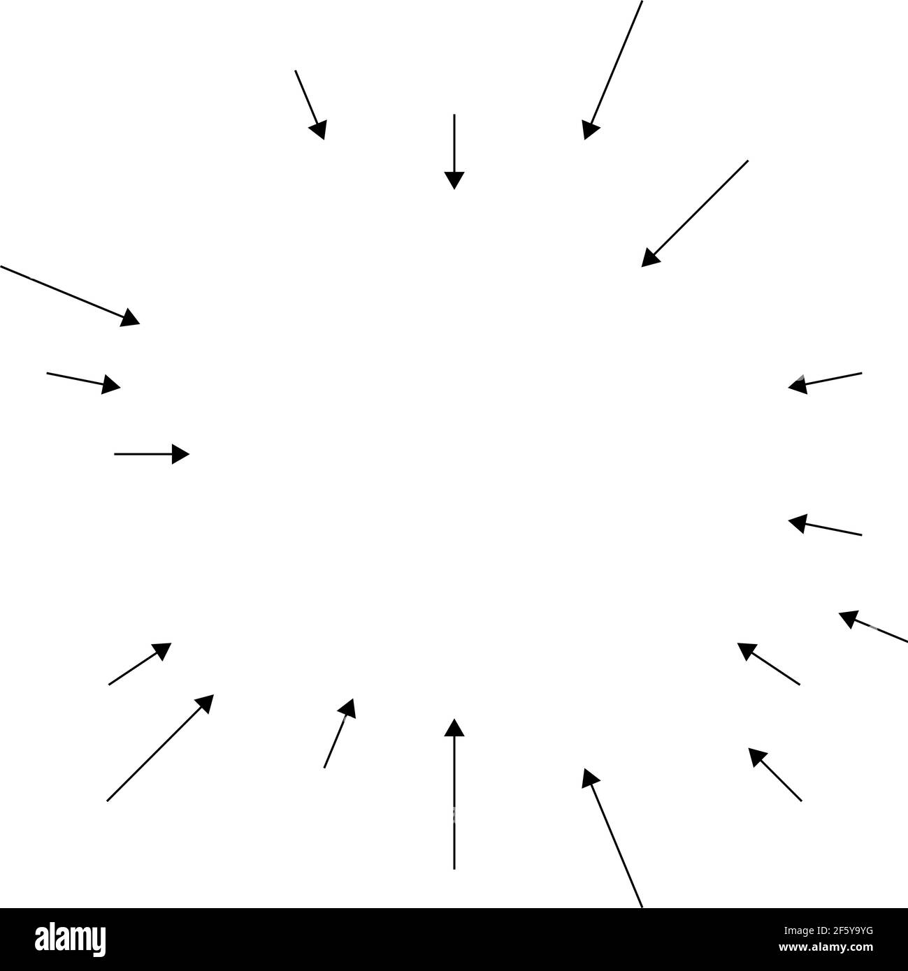 Arrows pointing inward for pressure, collect, shrink or deflate ...