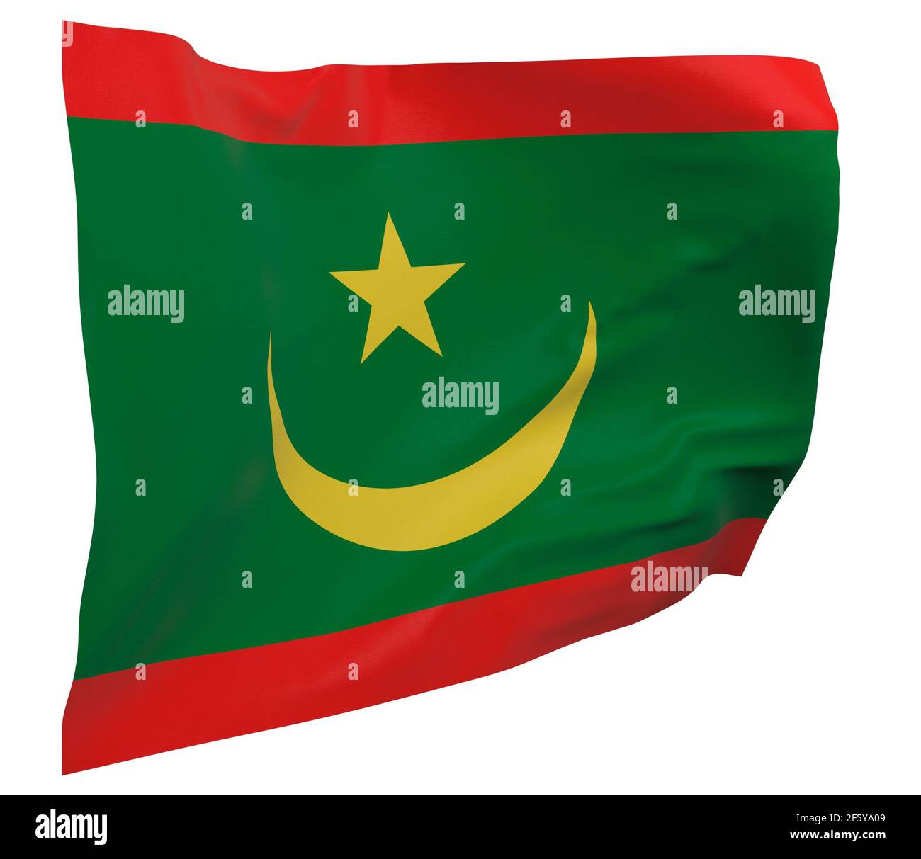 Mauritania flag isolated. Waving banner. National flag of Mauritania ...