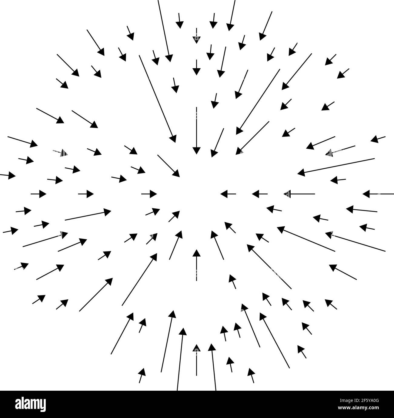 Arrows pointing inward for pressure, collect, shrink or deflate ...