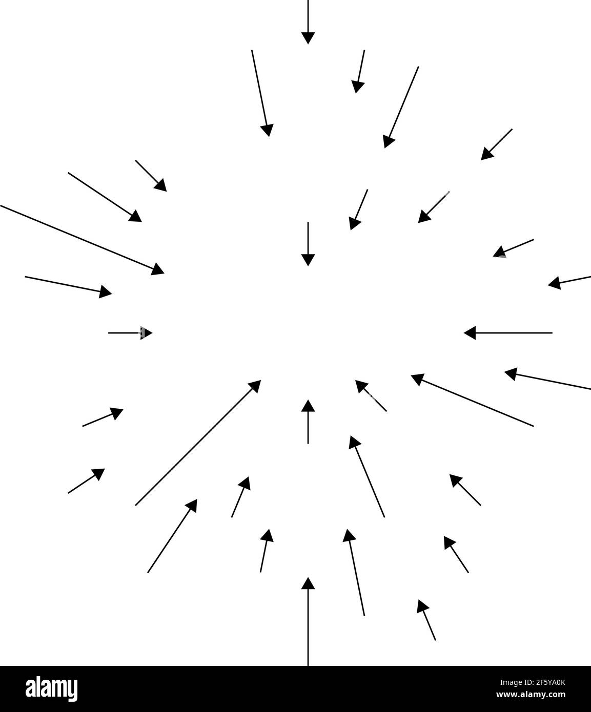 Arrows pointing inward for pressure, collect, shrink or deflate ...