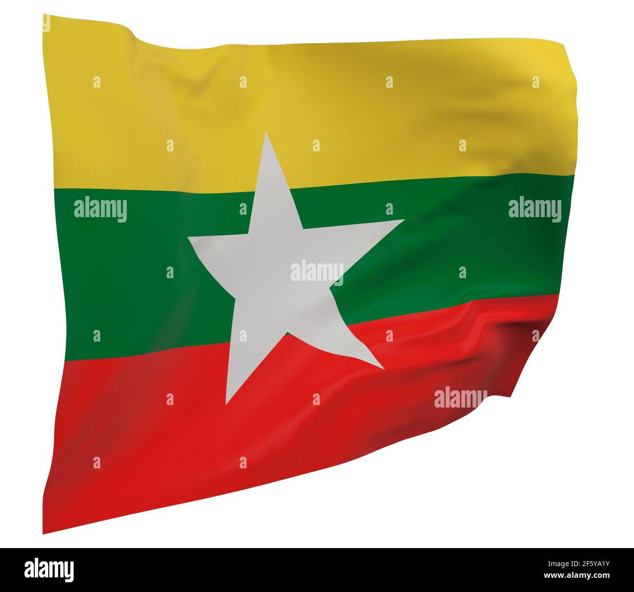 Myanmar flag isolated. Waving banner. National flag of Myanmar Stock ...