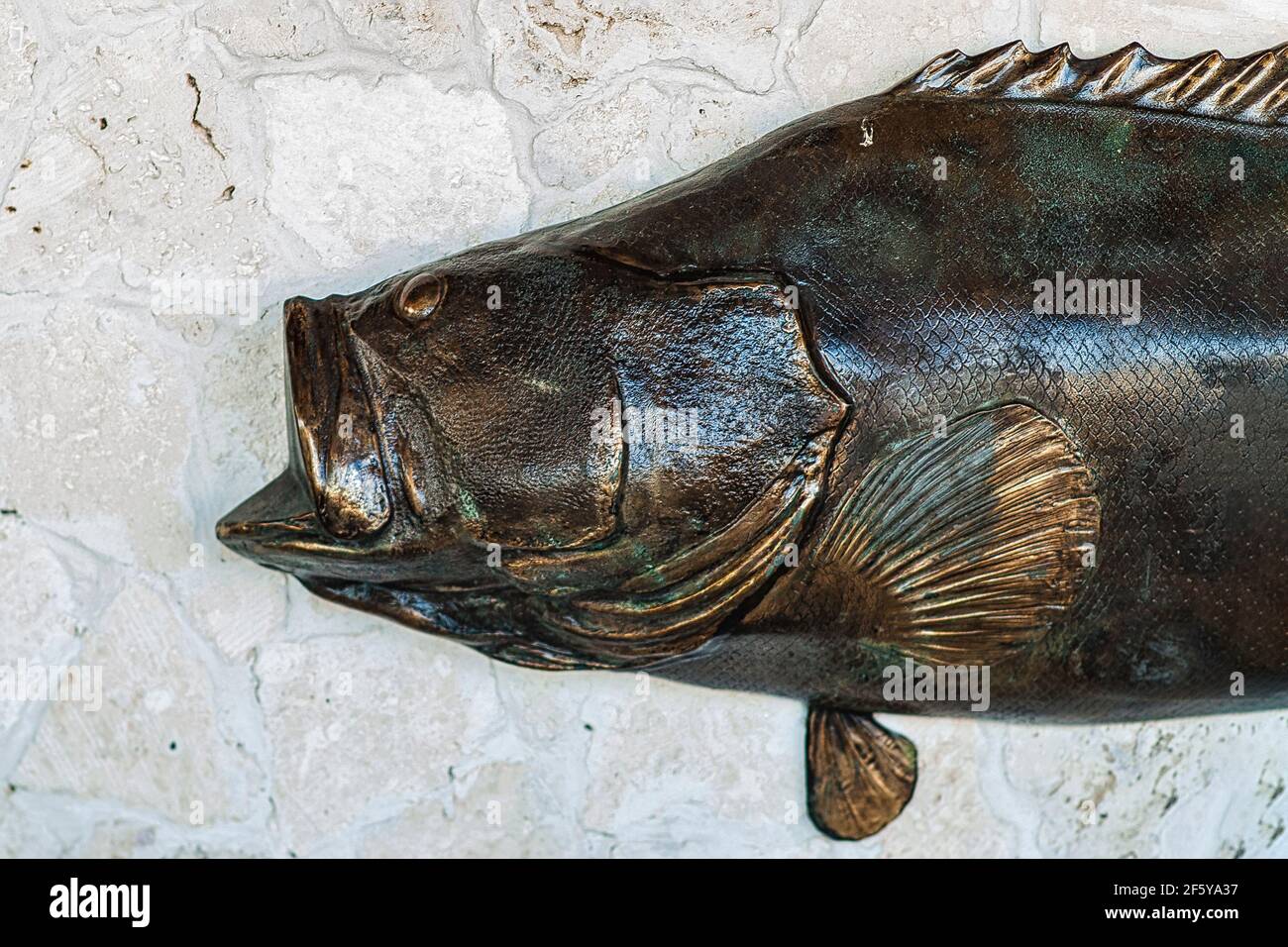 Metal fish sculpture on the Dante B. Fascell Visitor Center at Biscayne ...