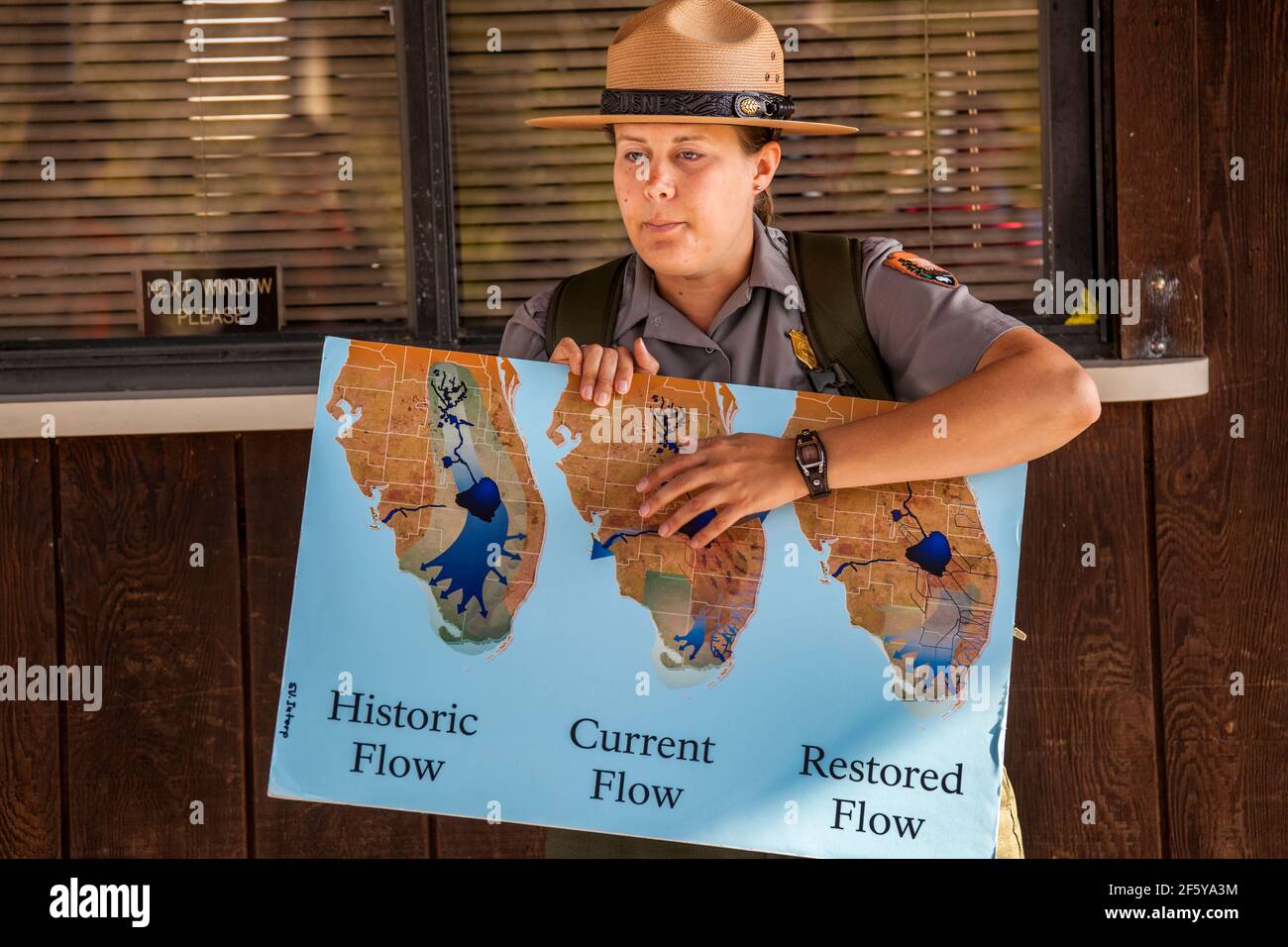 A ranger explains the historic water flow within the Everglades at ...
