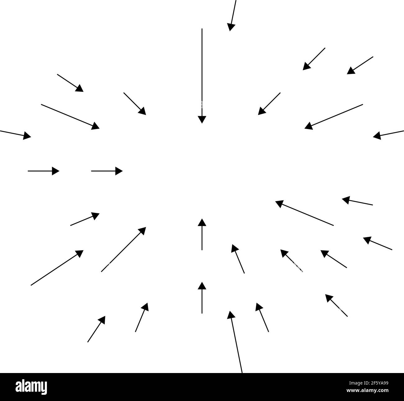 Arrows pointing inward for pressure, collect, shrink or deflate ...