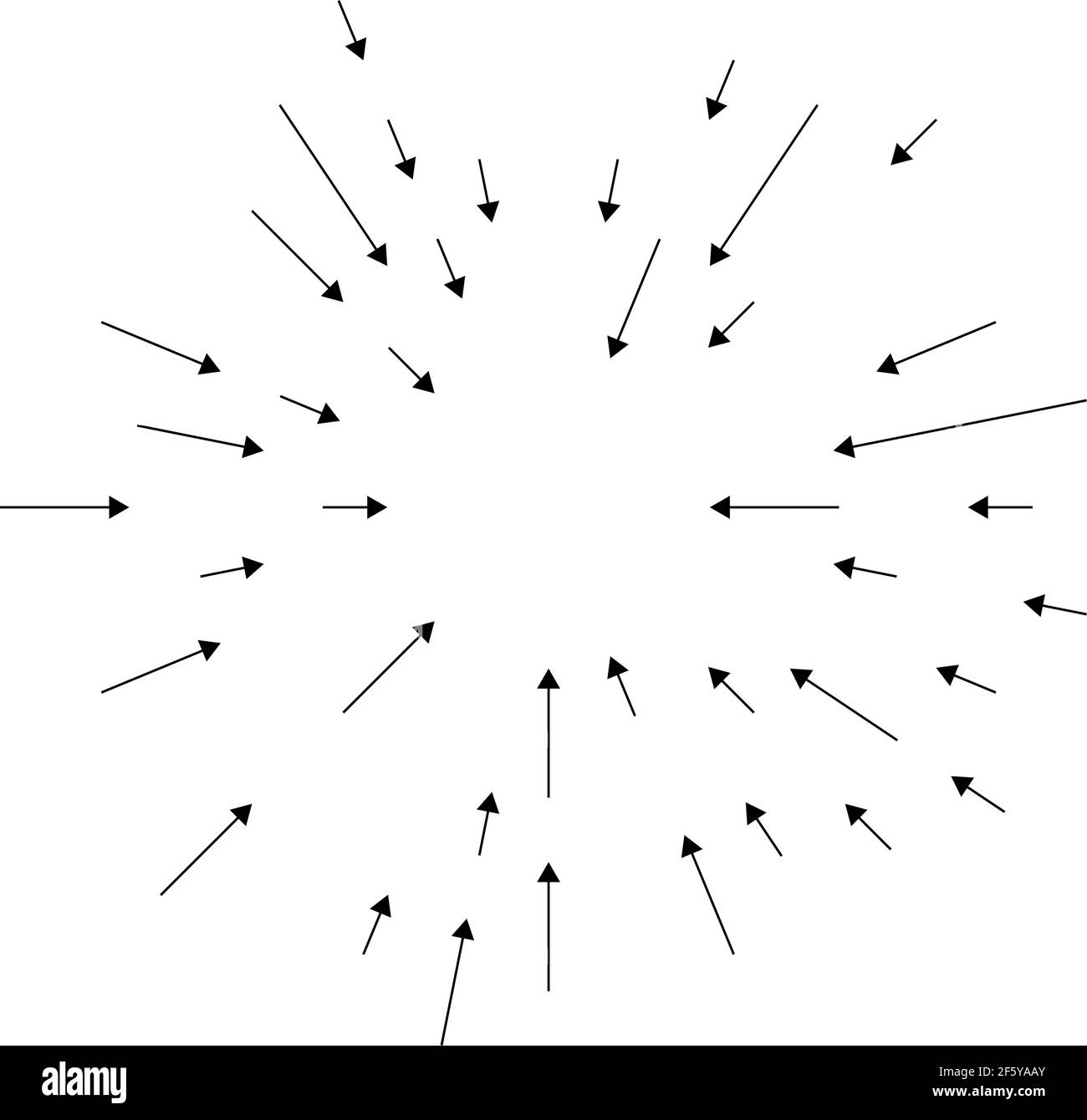 Arrows pointing inward for pressure, collect, shrink or deflate ...