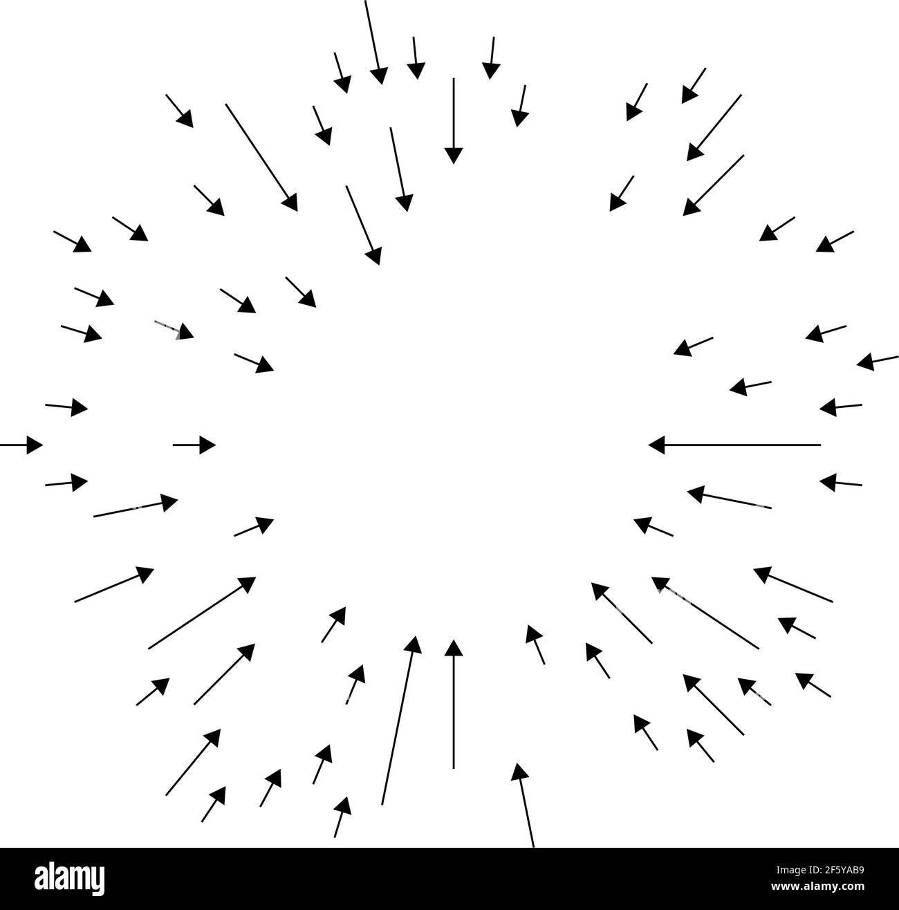 Arrows pointing inward for pressure, collect, shrink or deflate ...