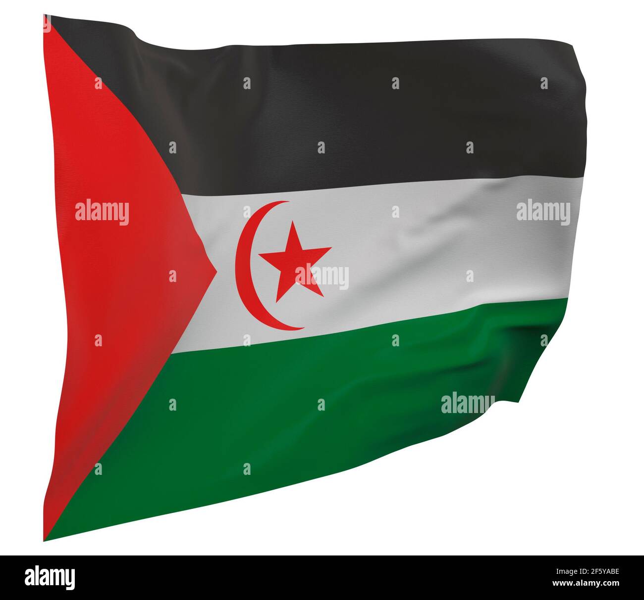 Sahrawi Arab Democratic Republic flag isolated. Waving banner. National ...
