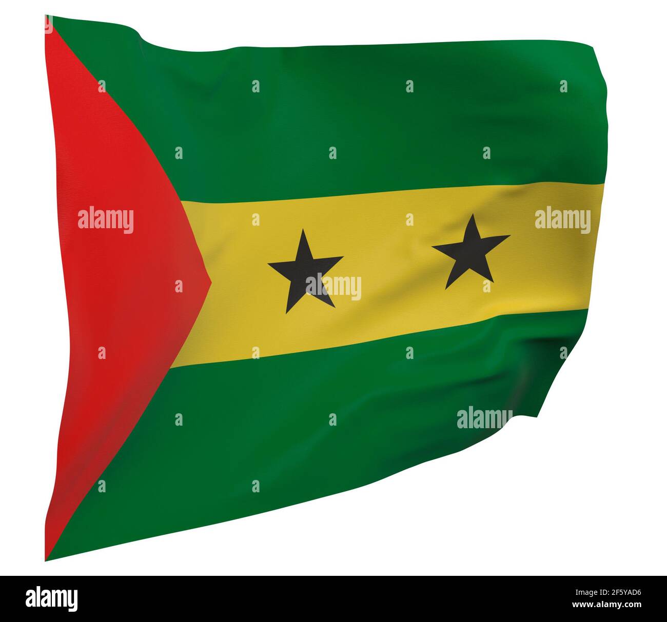 Sao Tome and Principe flag isolated. Waving banner. National flag of ... Sao Tome and Principe flag isolated. Waving banner. National flag of ...