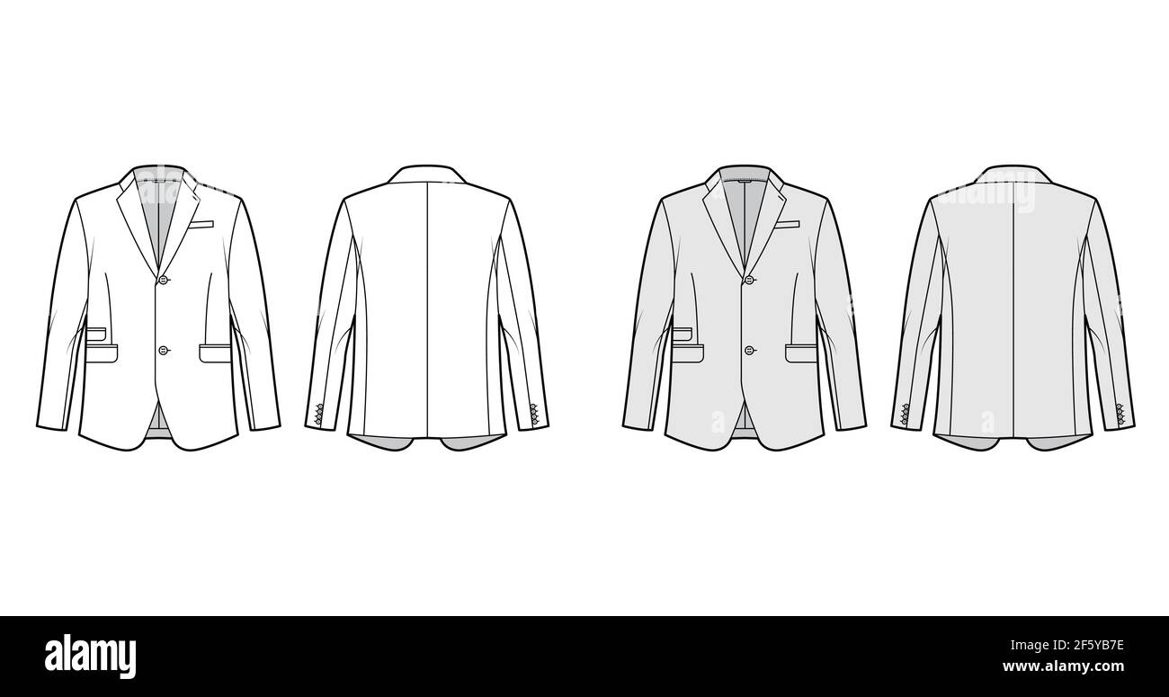 Tailored jacket lounge suit technical fashion illustration with long ...