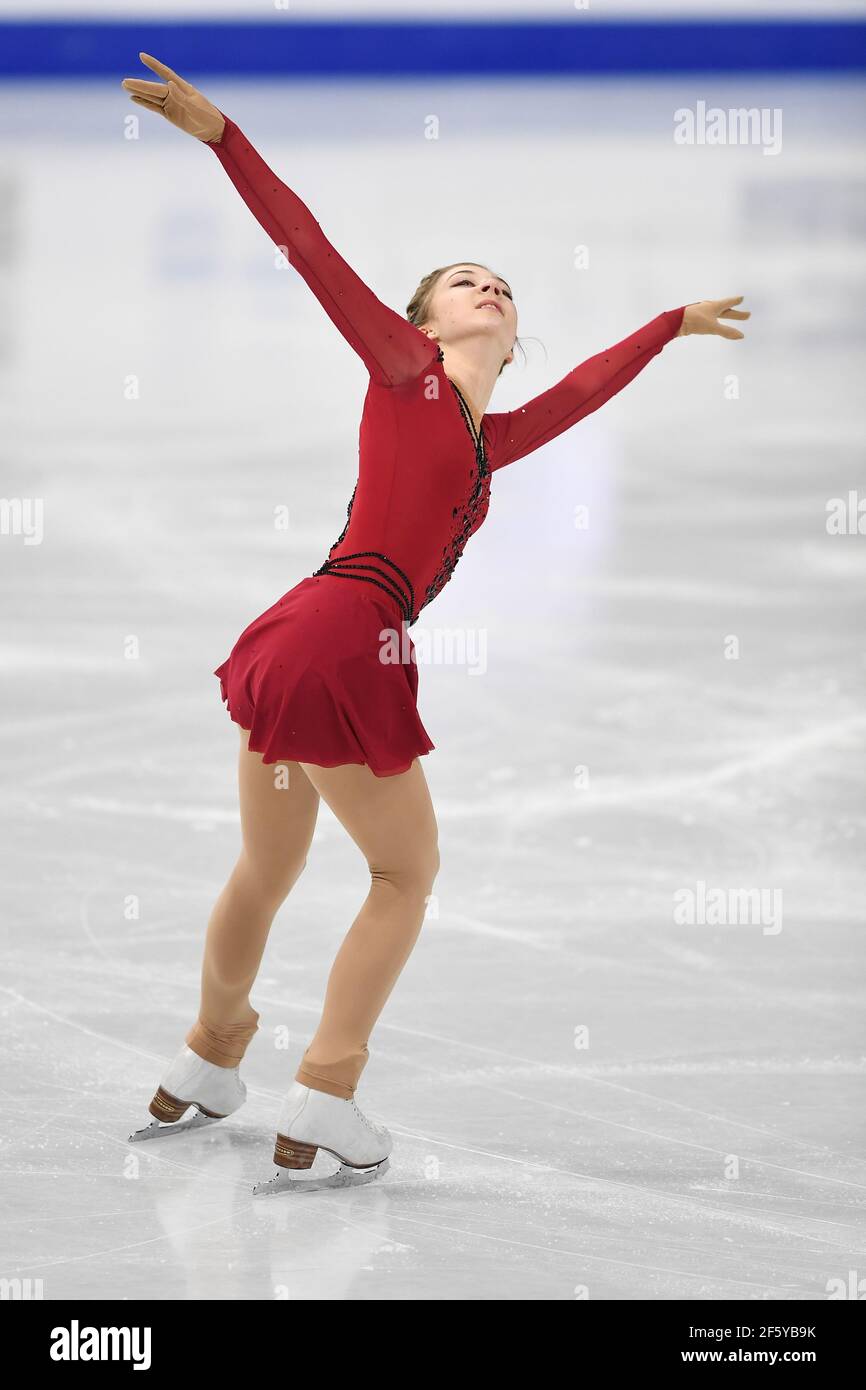 Stockholm, Sweden. 28th March, 2021. Olga MIKUTINA AUT, during Ladies ...
