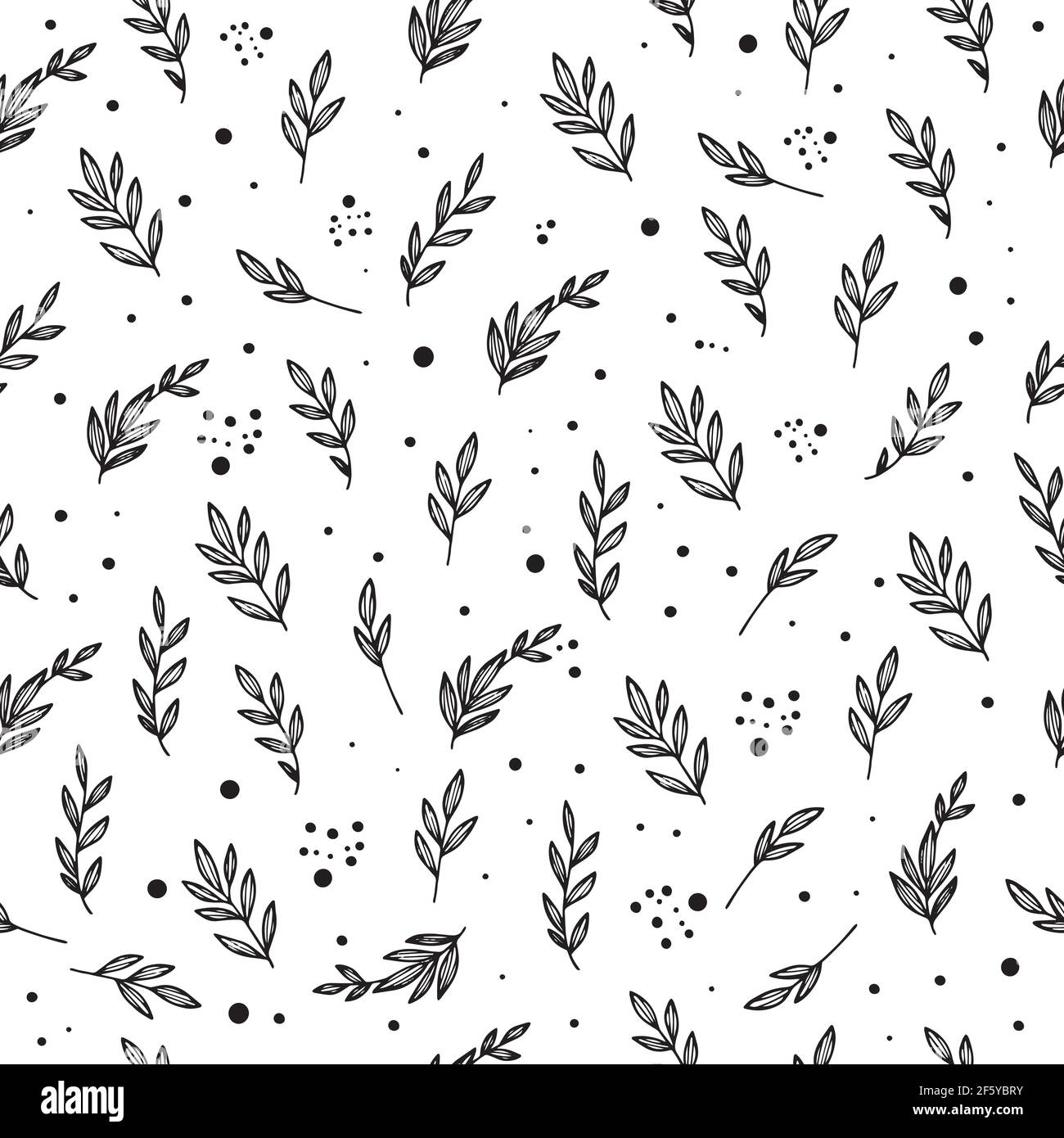 Botanical branch plant pattern, outline hand drawn style Stock Vector ...