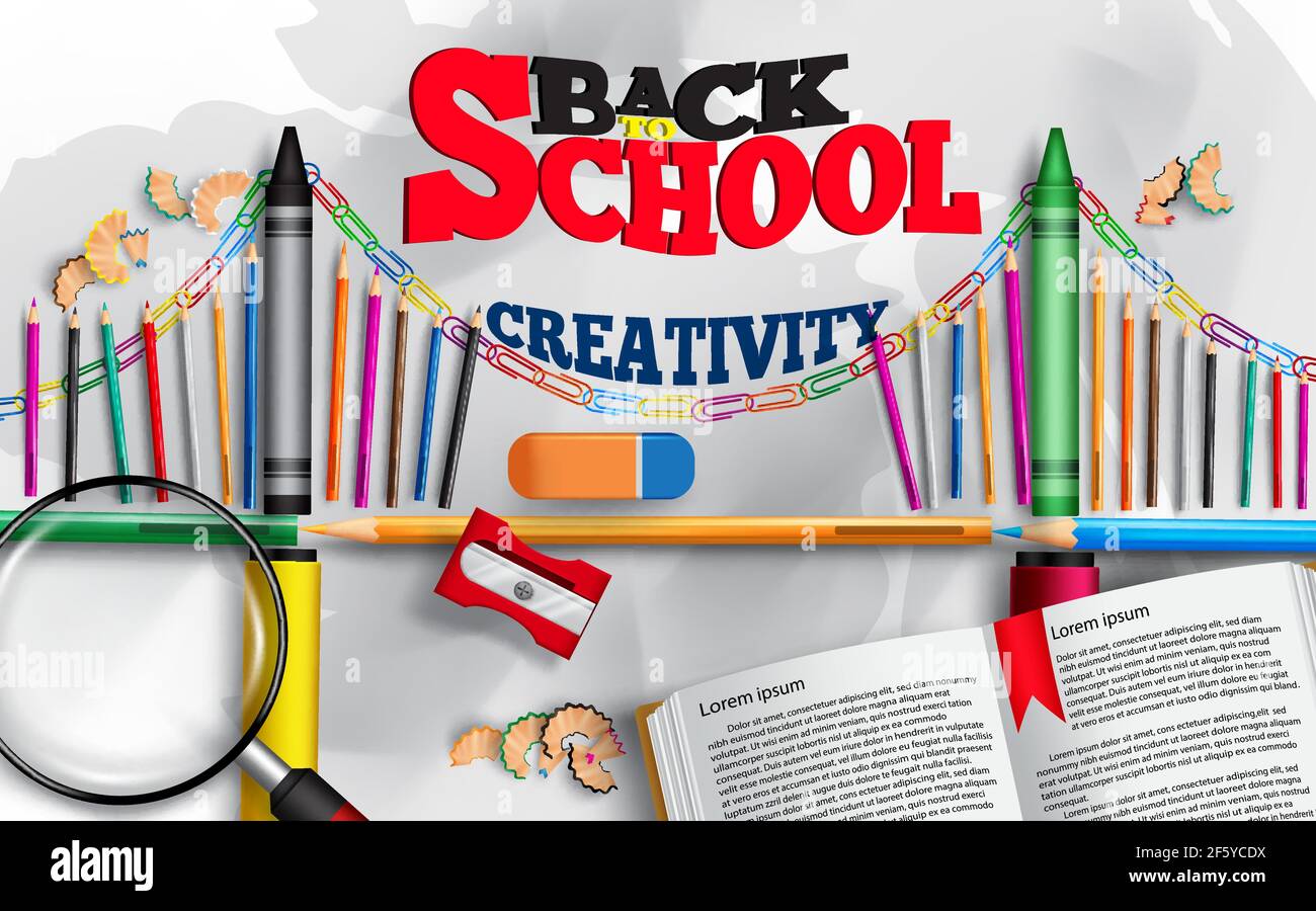 Back to school vector concept design. Back to school creativity text ...