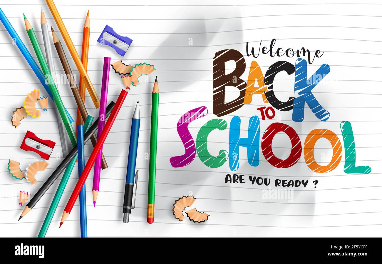 Back to school vector template banner. Welcome back to school text ...