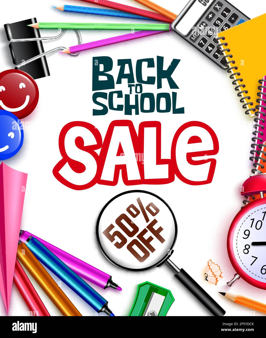 Back to school sale vector poster design. Back to school sale text with ...
