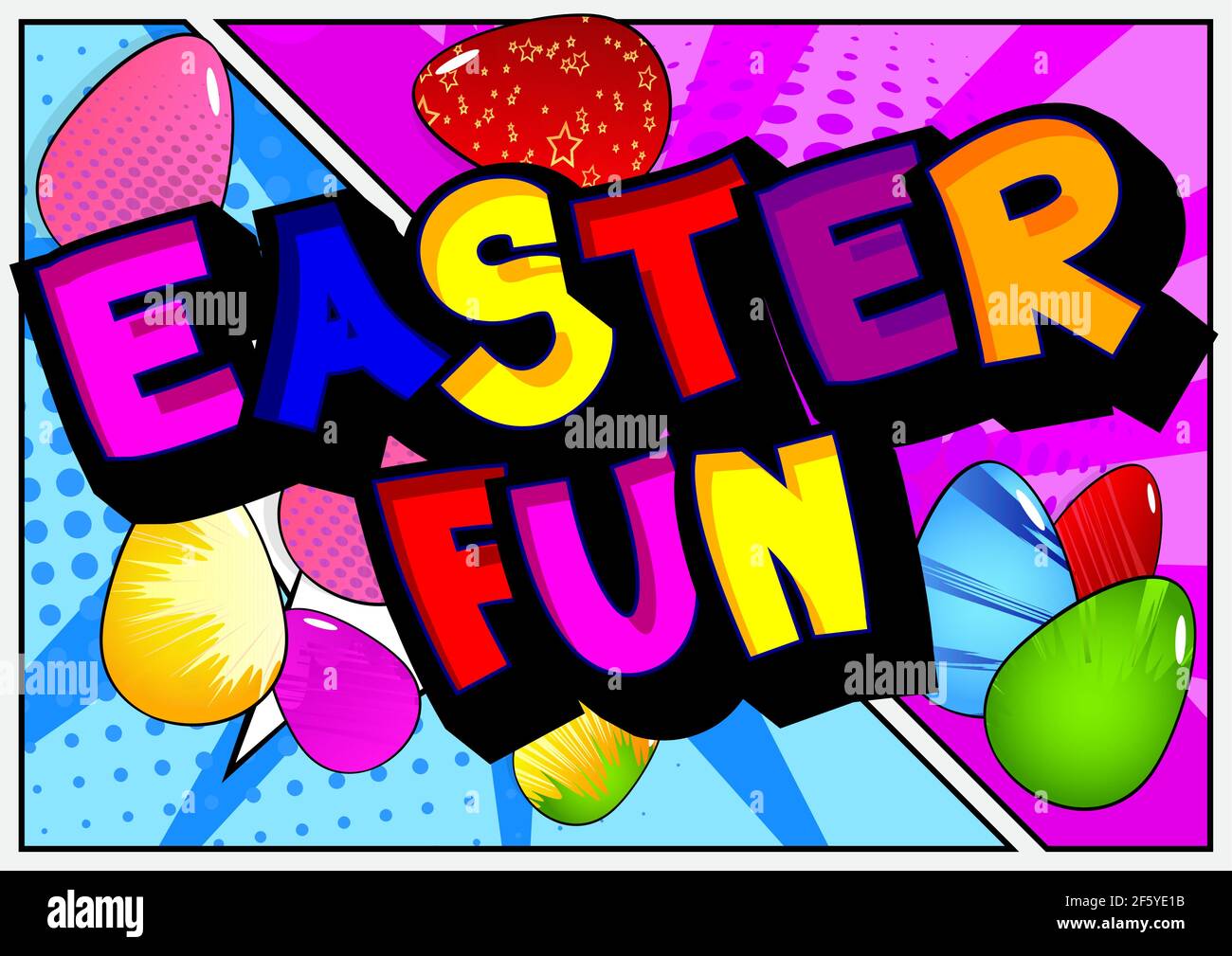 Easter Fun - Comic book style holiday related text. Greeting card ...