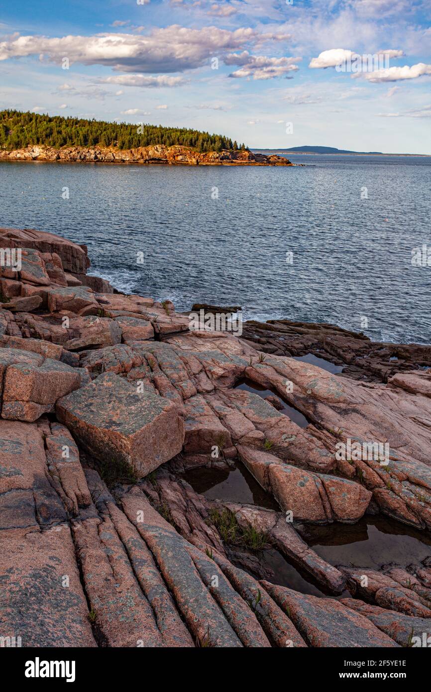 Outcrop rocks along ocean, Acadia National Park, Maine Stock Photo - Alamy
