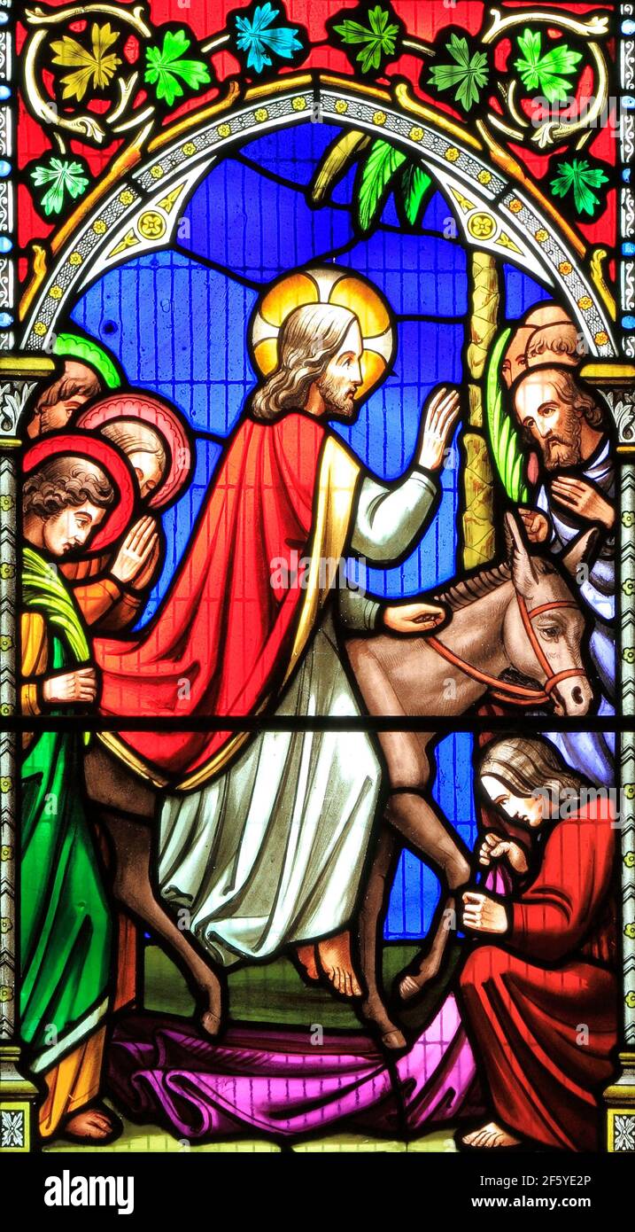 Story of Easter, Christ enters Jerusalem, on a donkey, Palm Sunday ...