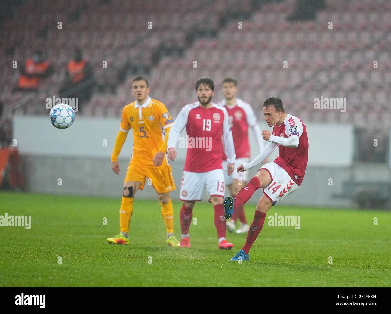 March 28, 2021: Mikkel Damsgaard of Denmark during Denmark and Moldova ...