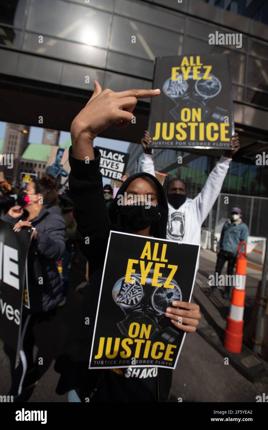 MARCH 28 - Minneapolis, MN: Protests and demonstrators march outside ...