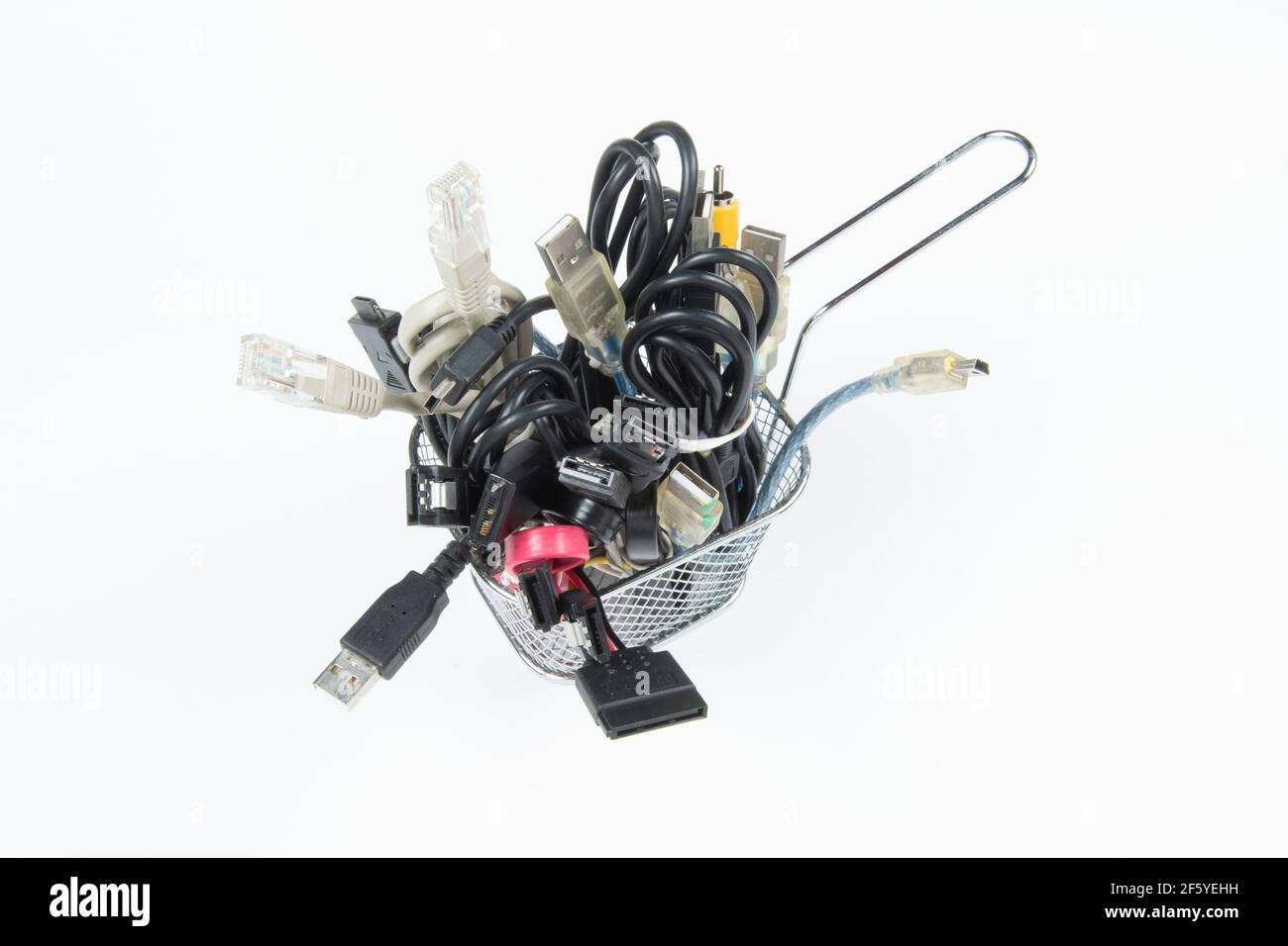 technological waste that remains in residence as computer cables Stock ...