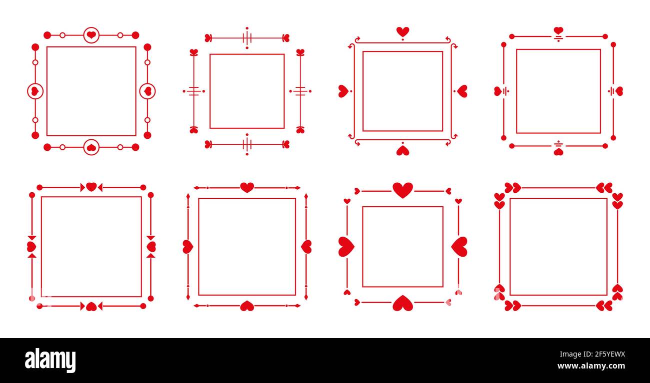 Red filigree decorative text frames set. Elegant vintage border with ...