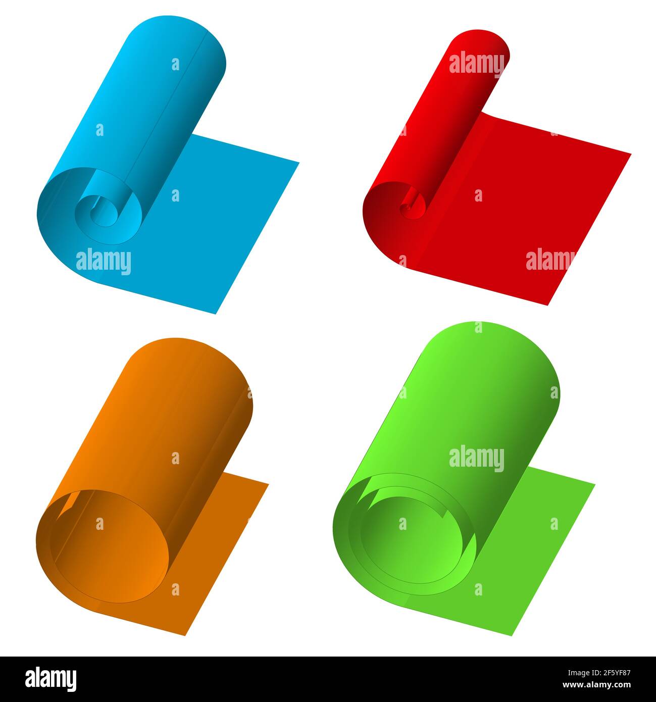 Paper, cloth material roll set of 4 – Stock vector illustration, Clip ...