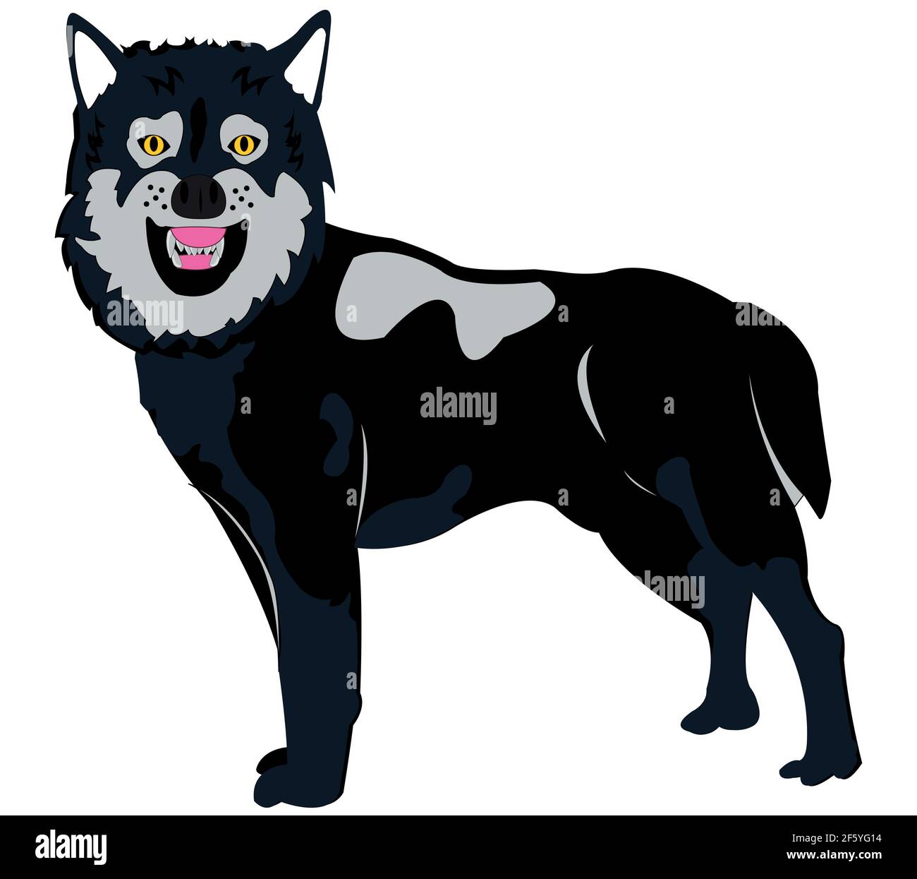Vector illustration of the cartoon of the ravenous wildlife wolf Stock ...