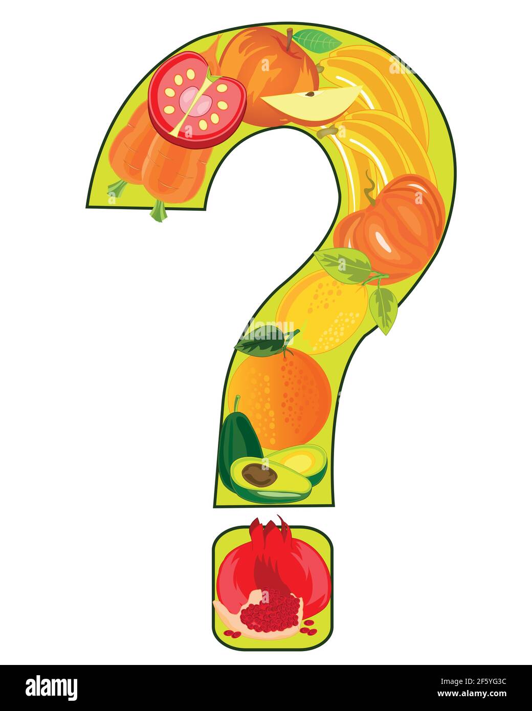 Vector illustration of the sign question from fruit and vegetables on ...