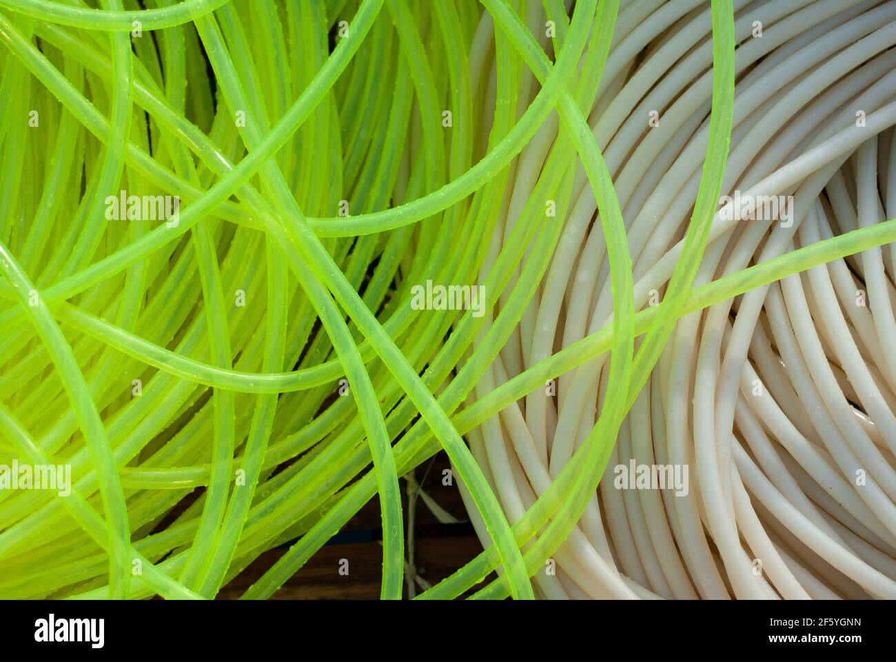 Air tubes to be used in deep sea compressor fishing Stock Photo - Alamy