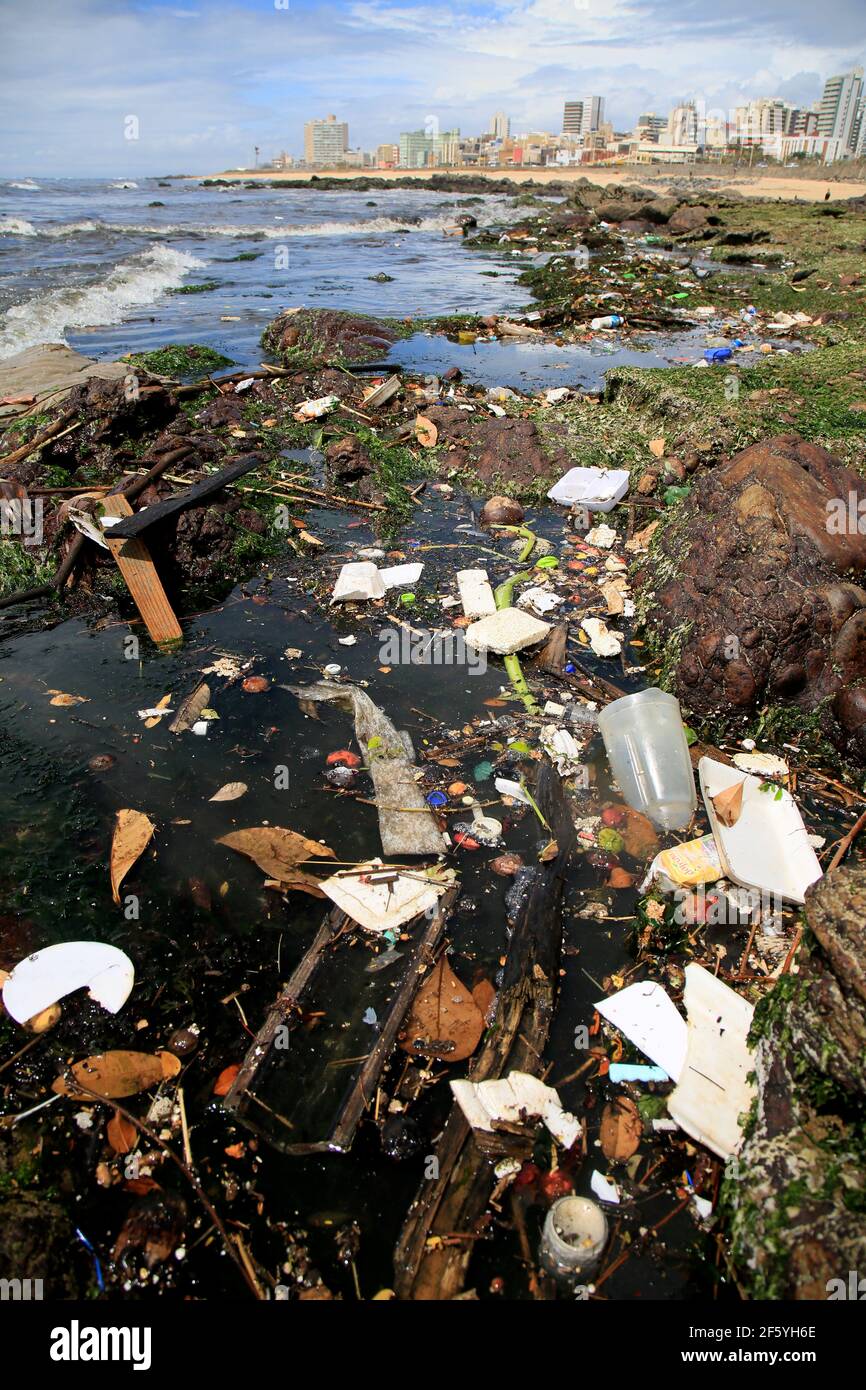 salvador, bahia, brazil - january 11, 2021: pollution and garbage on ...