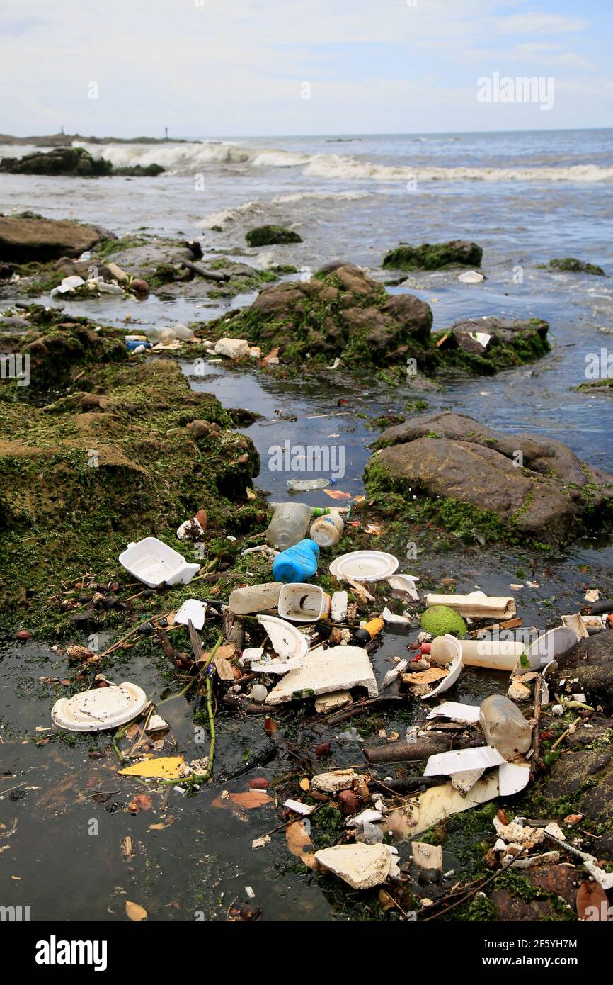 salvador, bahia, brazil - january 11, 2021: pollution and garbage on ...