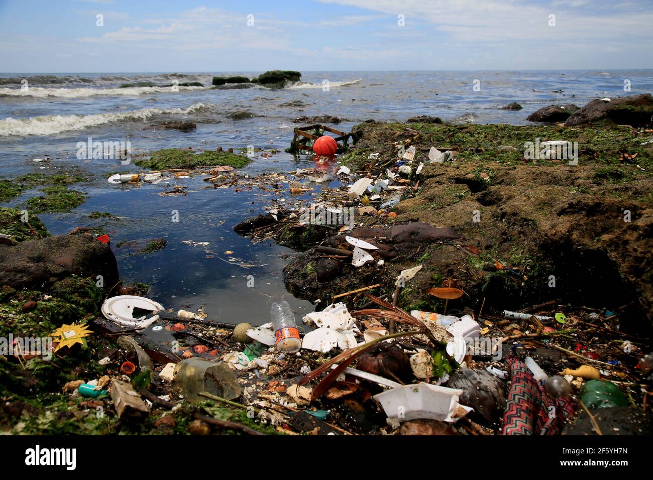 salvador, bahia, brazil - january 11, 2021: pollution and garbage on ...