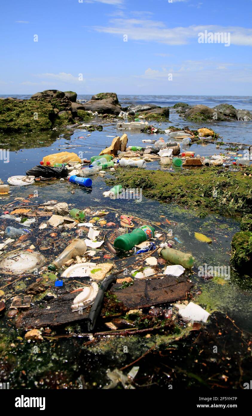 salvador, bahia, brazil - january 11, 2021: pollution and garbage on ...