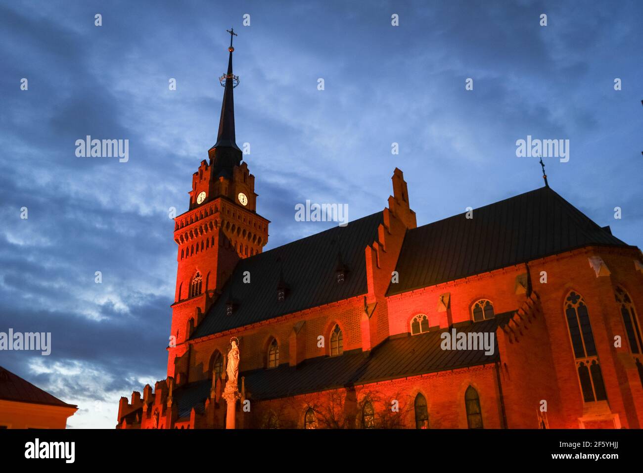 A view on the Cathedral of Holy Family. The old town of Tarnow is ...