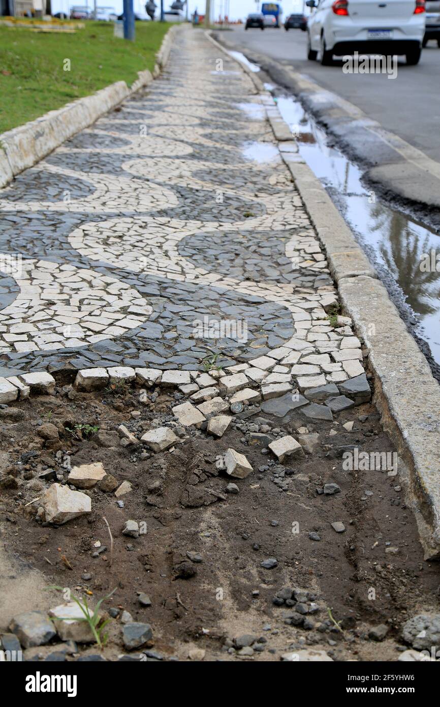 salvador, bahia, brazil - january 15, 2021: portuguese stone pavement ...