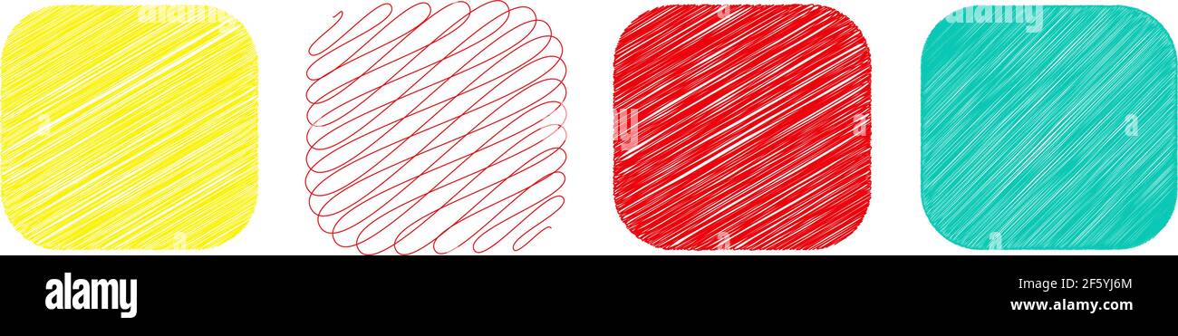 Rounded square with sketchy, scribble, doodle effect texture — Stock ...