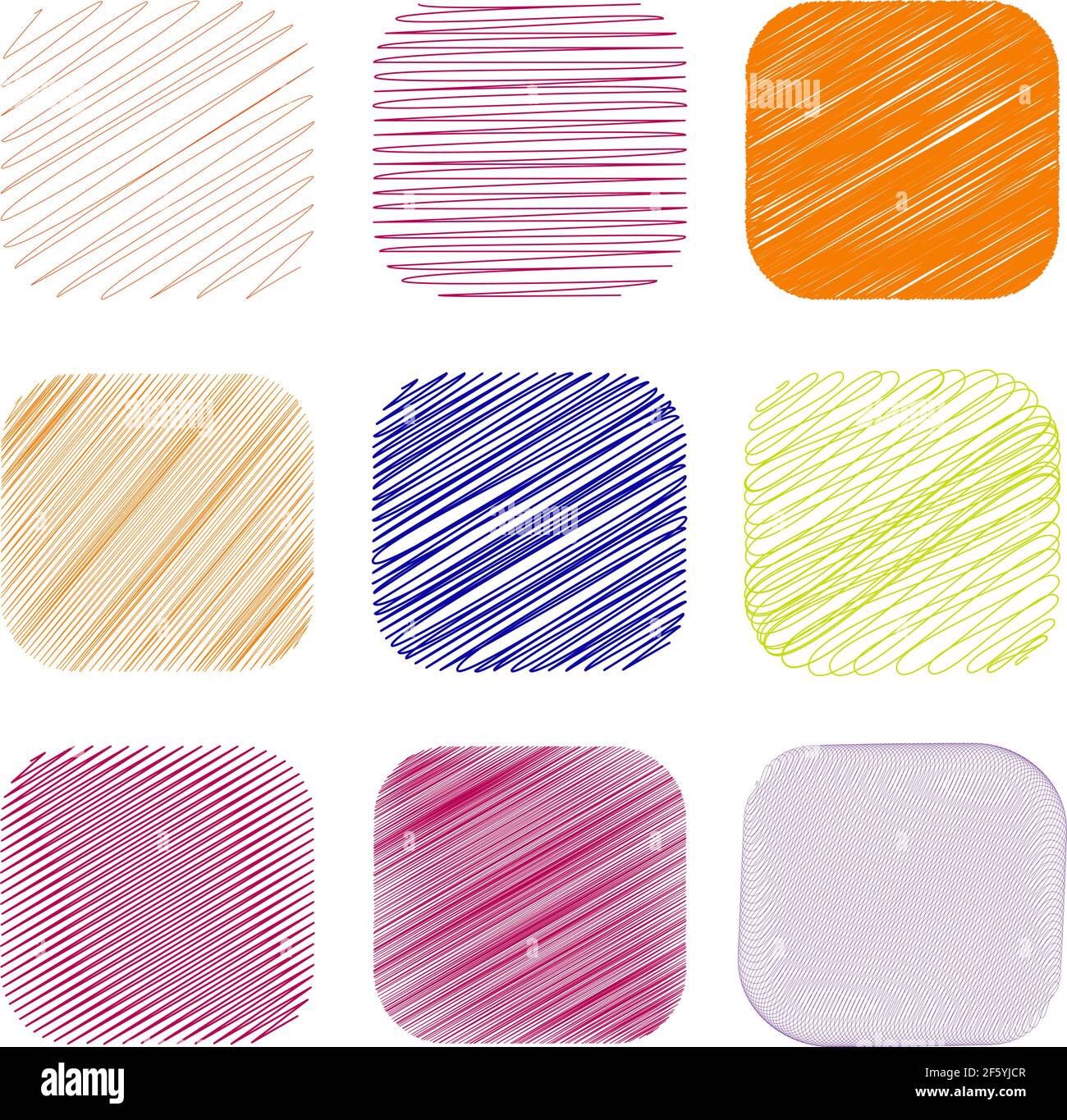 Rounded square with sketchy, scribble, doodle effect texture — Stock ...