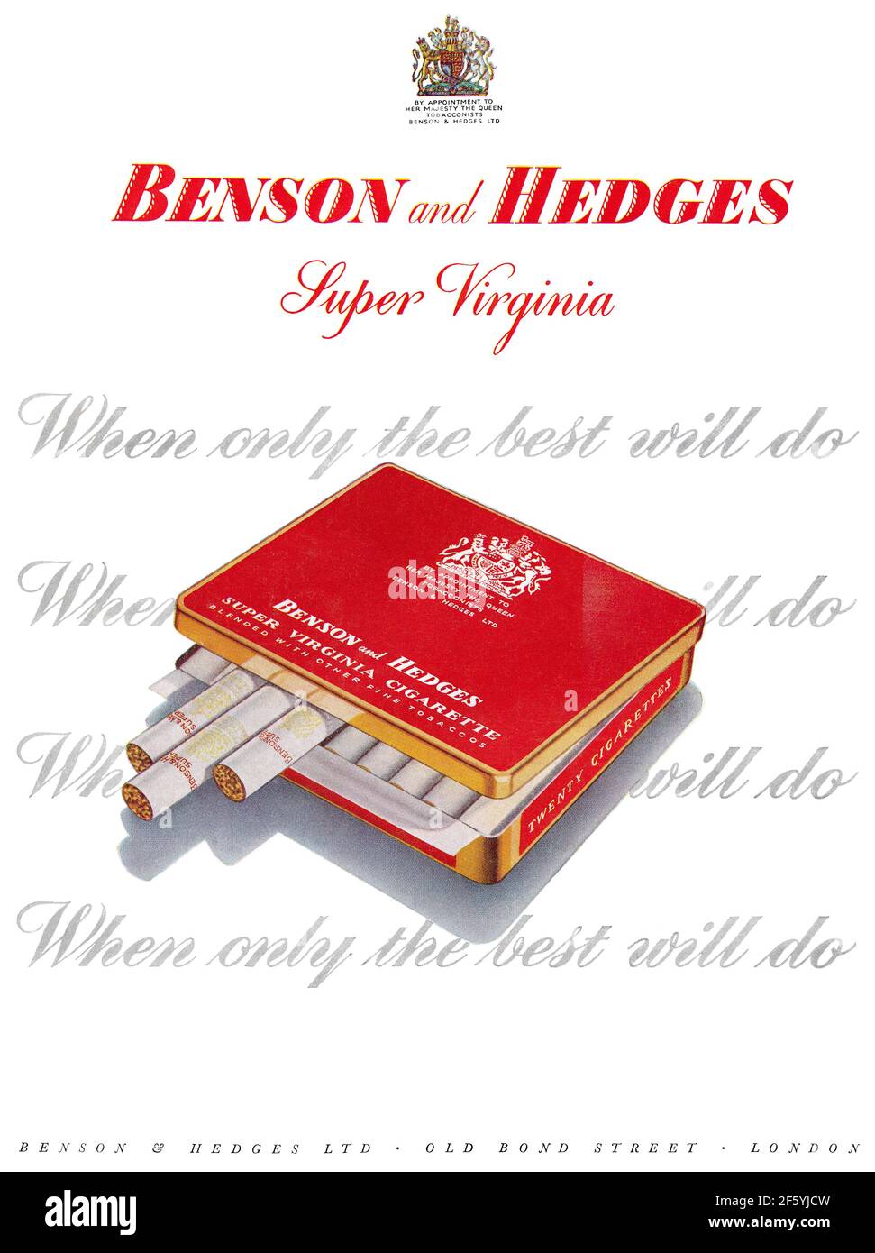 1959 British advertisement for Benson & Hedges Super Virginia ...