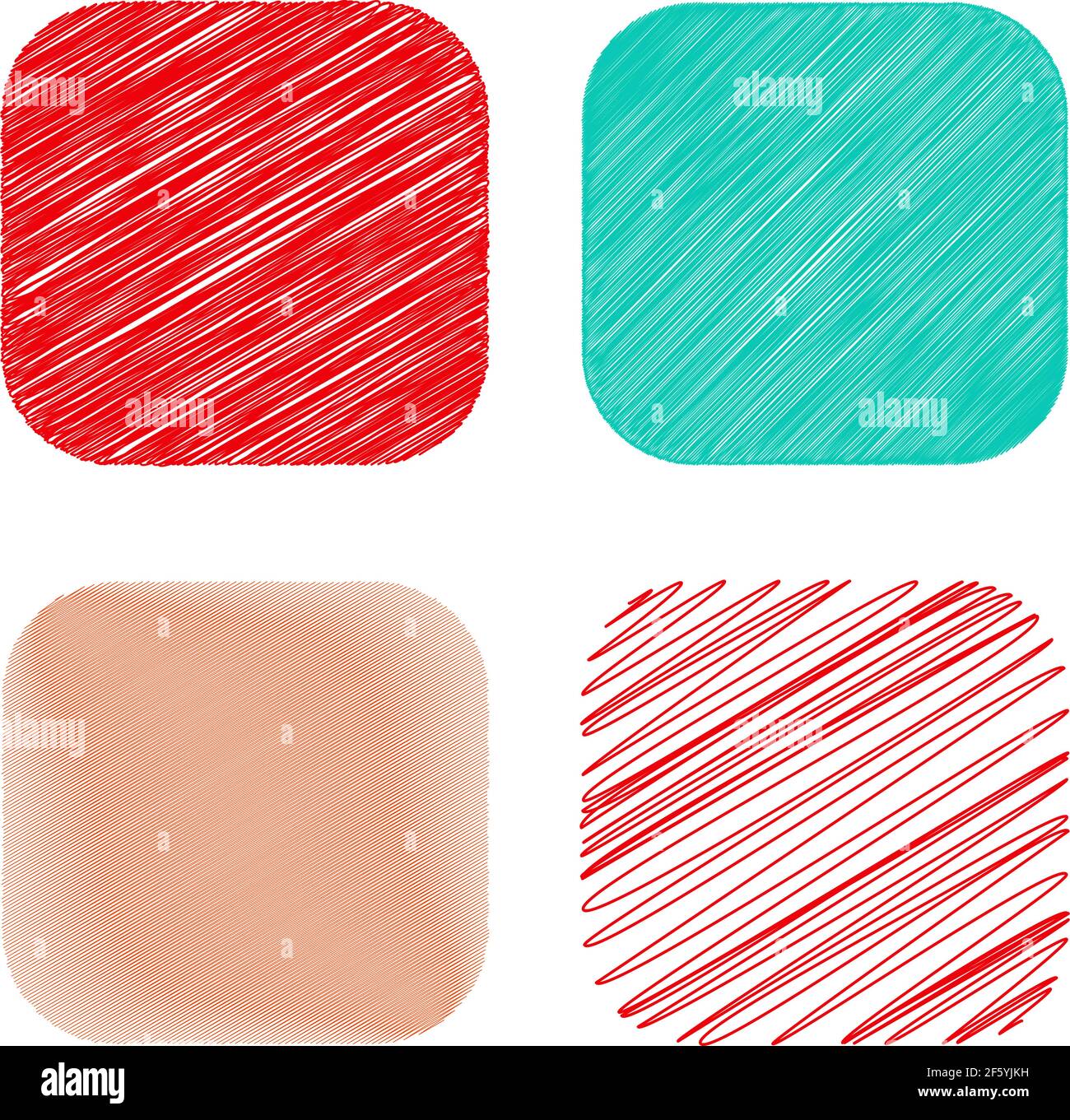 Rounded square with sketchy, scribble, doodle effect texture — Stock ...