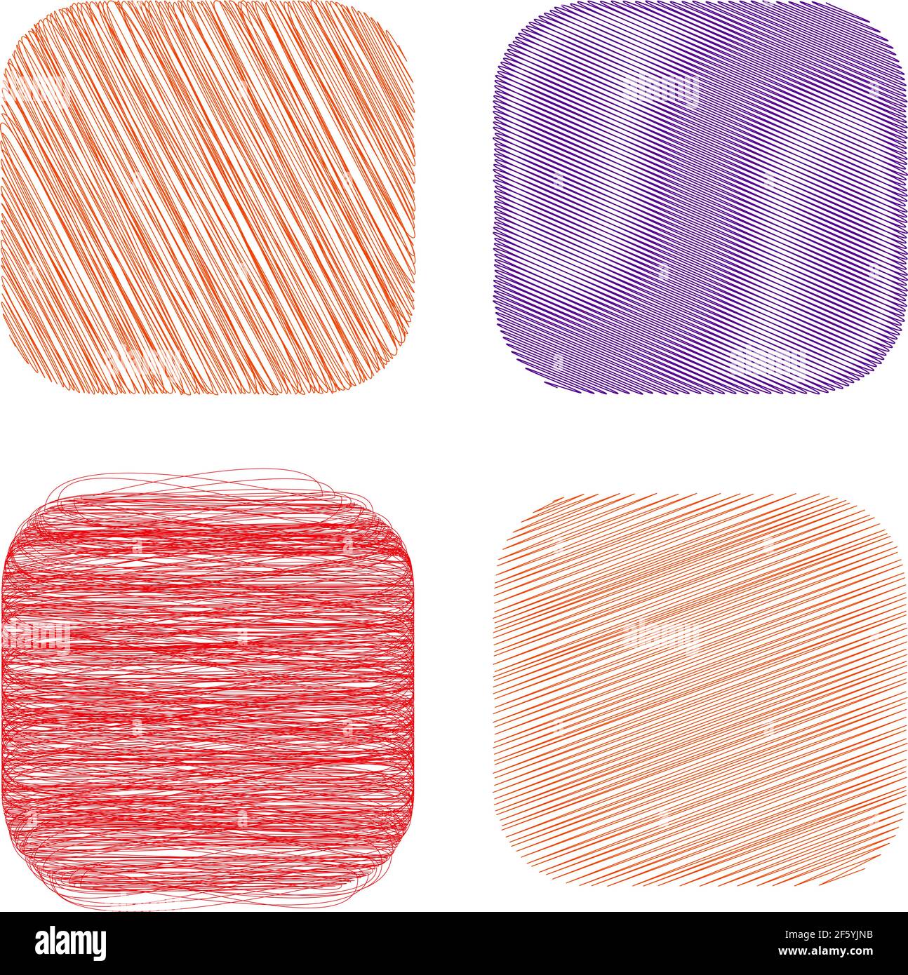 Rounded square with sketchy, scribble, doodle effect texture — Stock ...