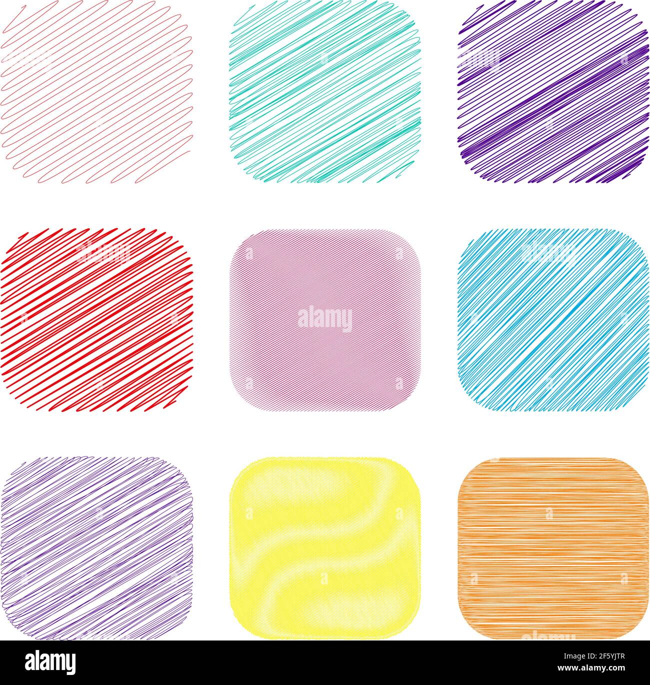 Rounded square with sketchy, scribble, doodle effect texture — Stock ...