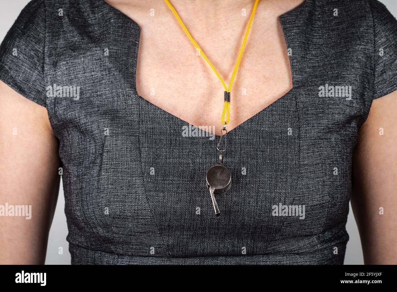 Business Woman With a Whistle Around Her Neck. Coaching and Mentoring ...