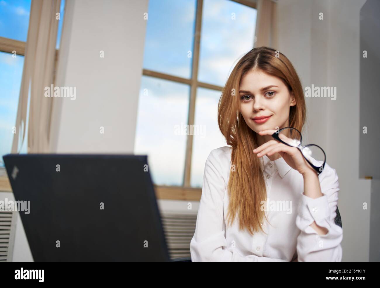 woman secretary job office official manager technology Stock Photo - Alamy