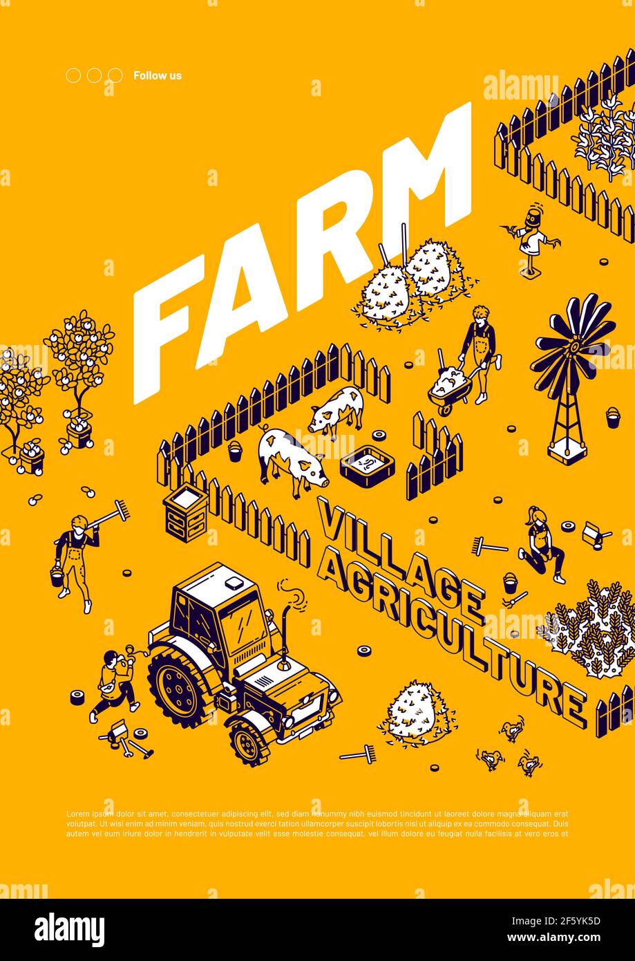 Vector poster of farm, village agriculture Stock Vector Image & Art - Alamy