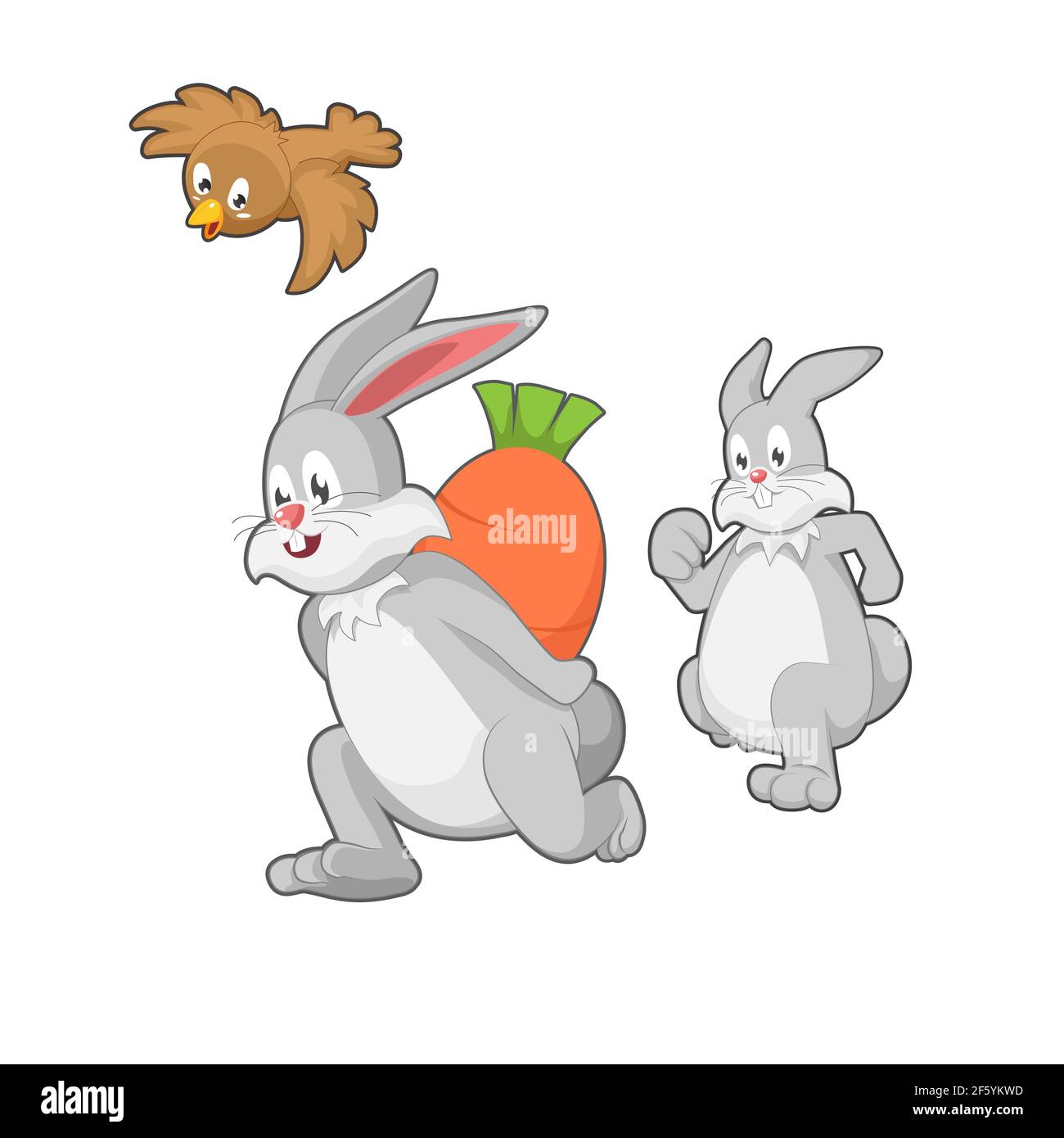 Cute rabbit gray running animal Cut Out Stock Images & Pictures - Alamy