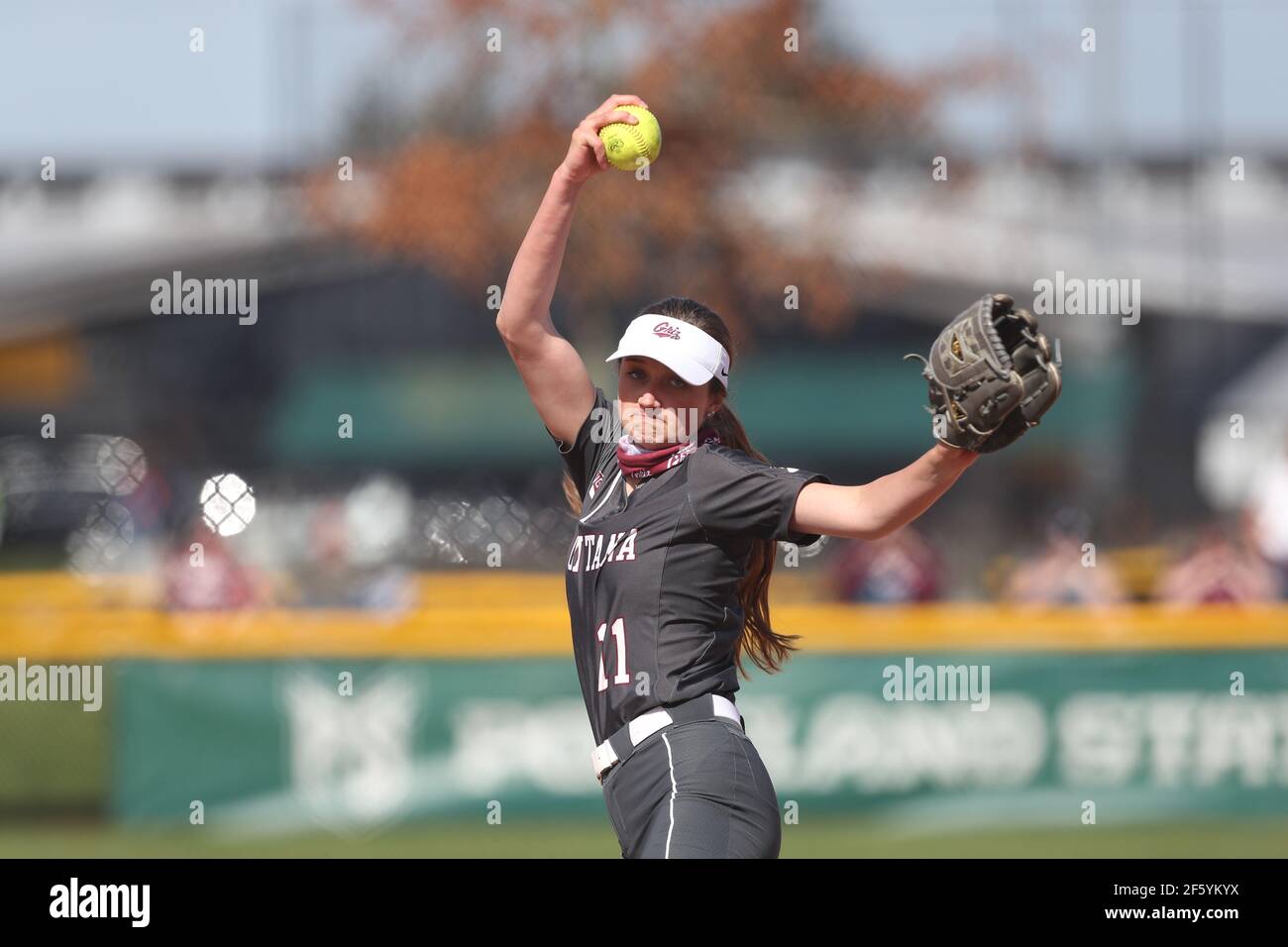 March 27, 2021: Montana Grizzlies pitcher Tristin Achenbach (11) during ...