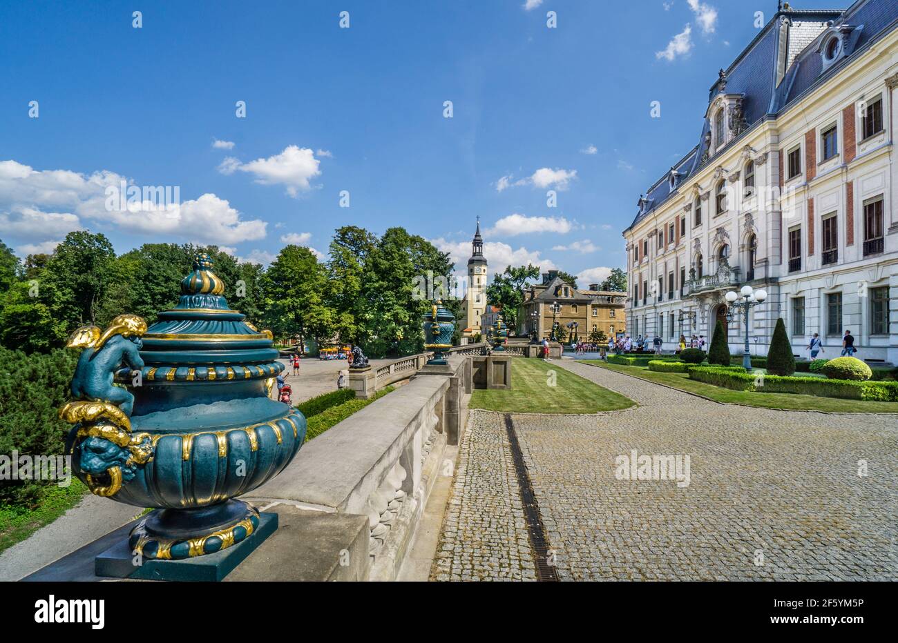 decorative urns on the terrace balustrades of Pless Castle, Pszczyna ...